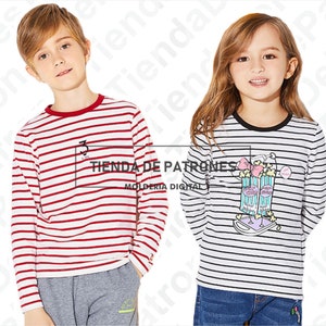 PATTERN Shirt Kids Long Sleeve, T-shirt for Children, Sewing Pattern ...