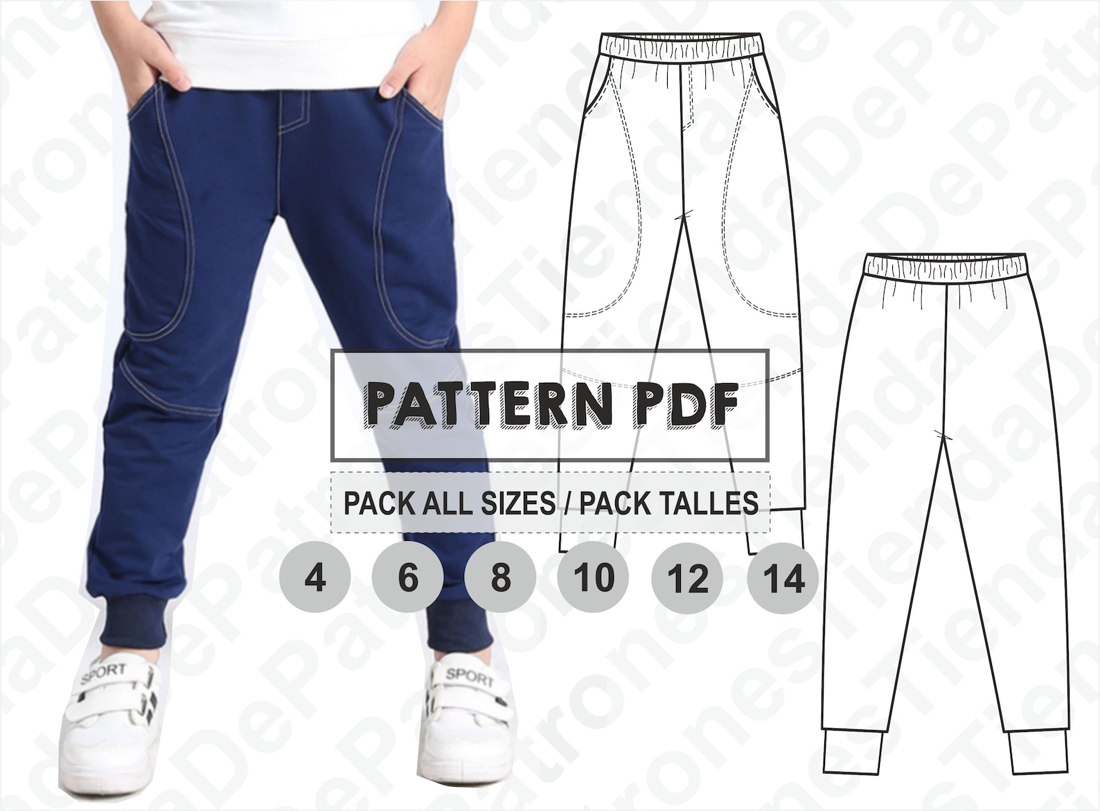 PATRON Pantalon Jogging Chupin Niños Patrón de costura - Etsy México