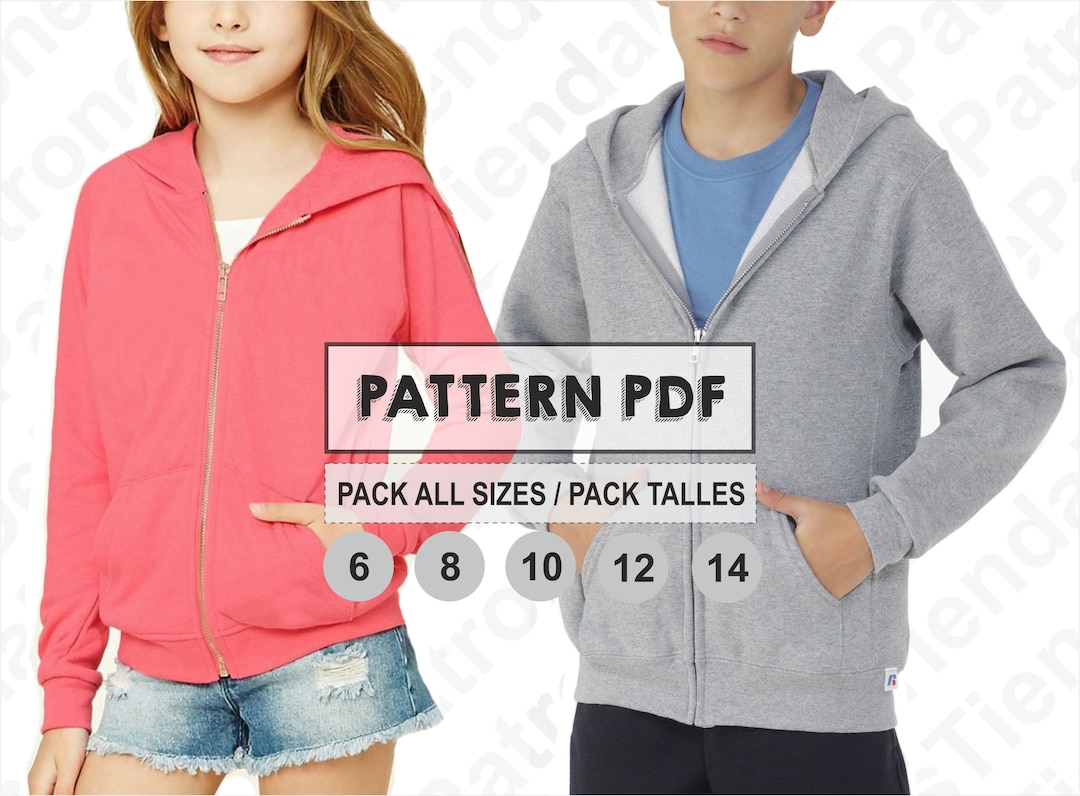 PATTERN Hoodie Jacket for Kids, Sewing Pattern, Digital, Pattern PDF ...