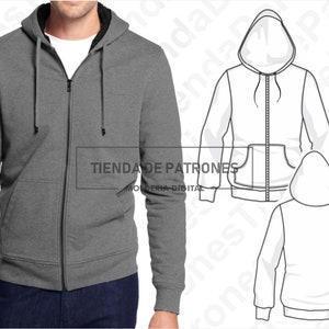 PATTERN Men's Hoodie Jacket, Pattern Sewing, Digital, PDF, Pack Size XS ...