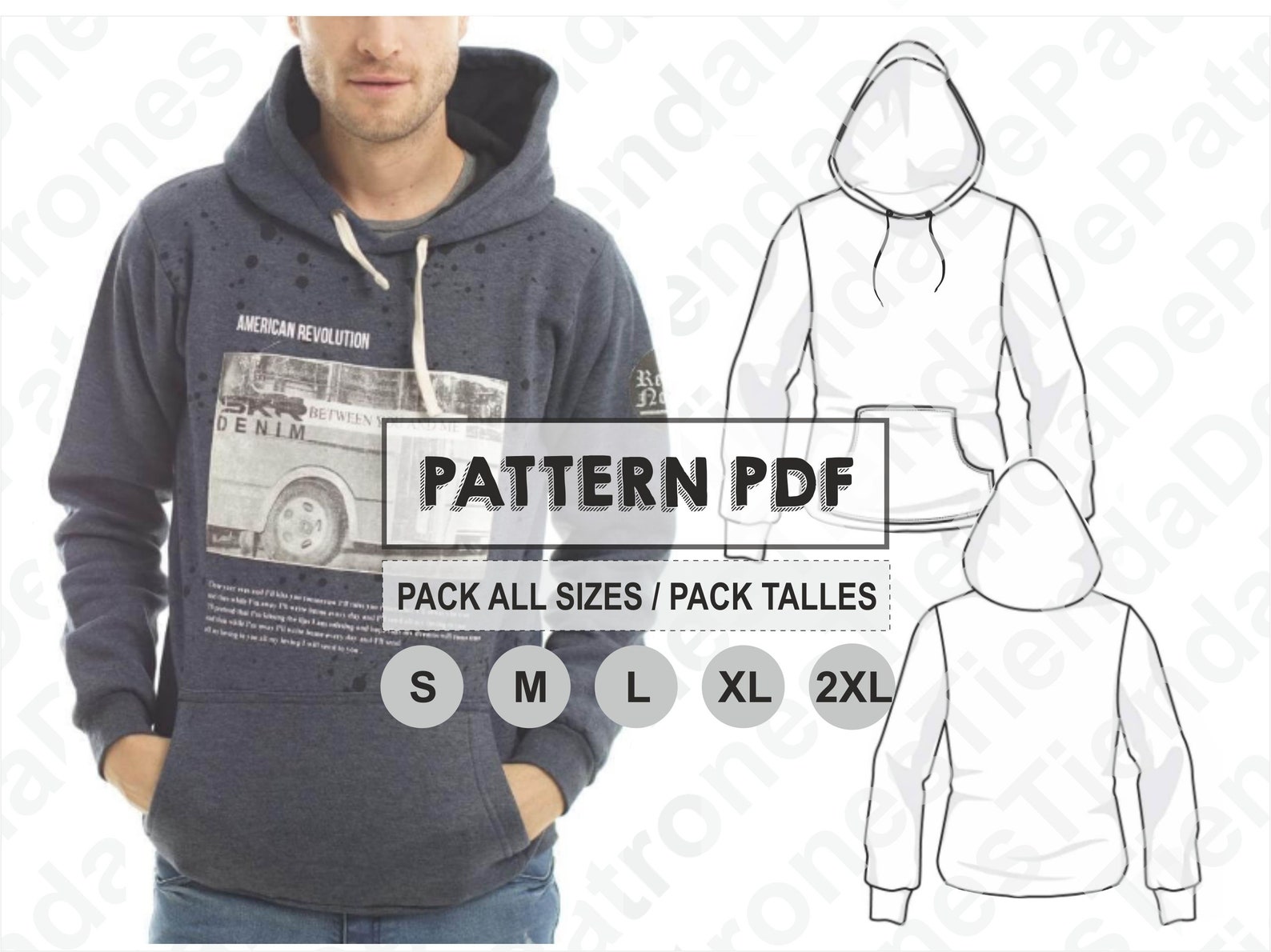 PATTERN Basic Hoodie for Men, Sewing Pattern, Digital, Pattern PDF ...