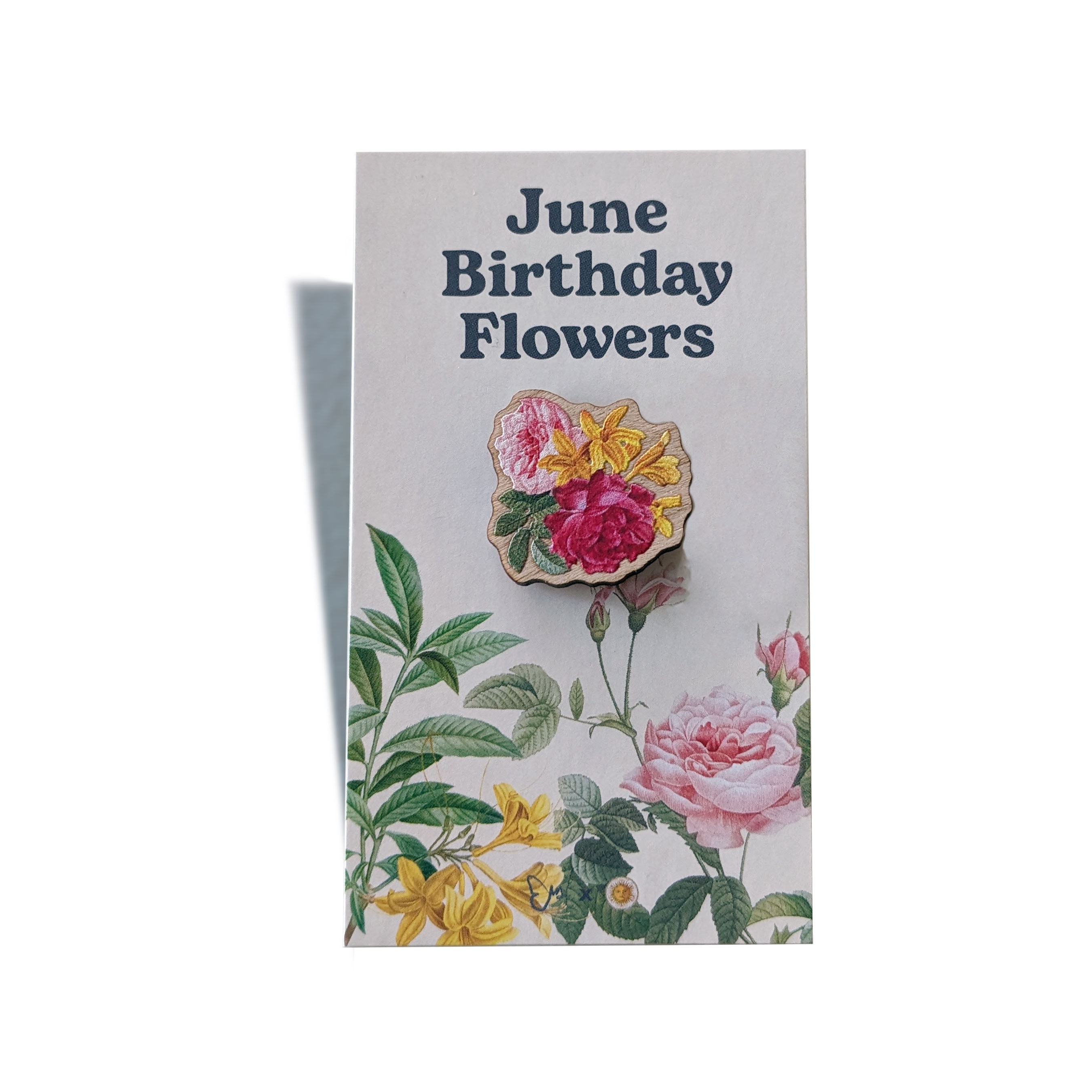 June Birthday Flowers Wooden Pin | Happy Birthday Gift - Etsy