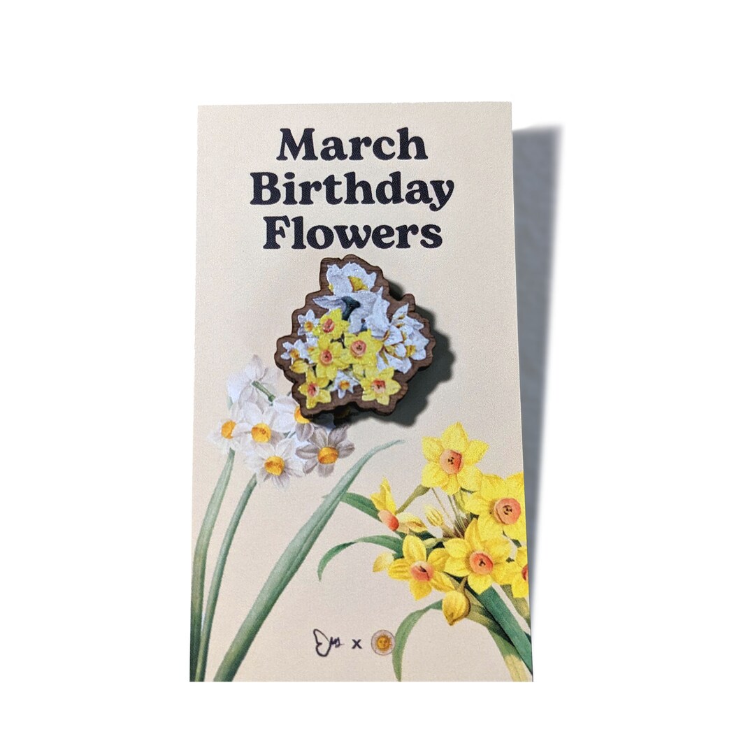March Birthday Flowers Pin | Happy Birthday Gift - Etsy