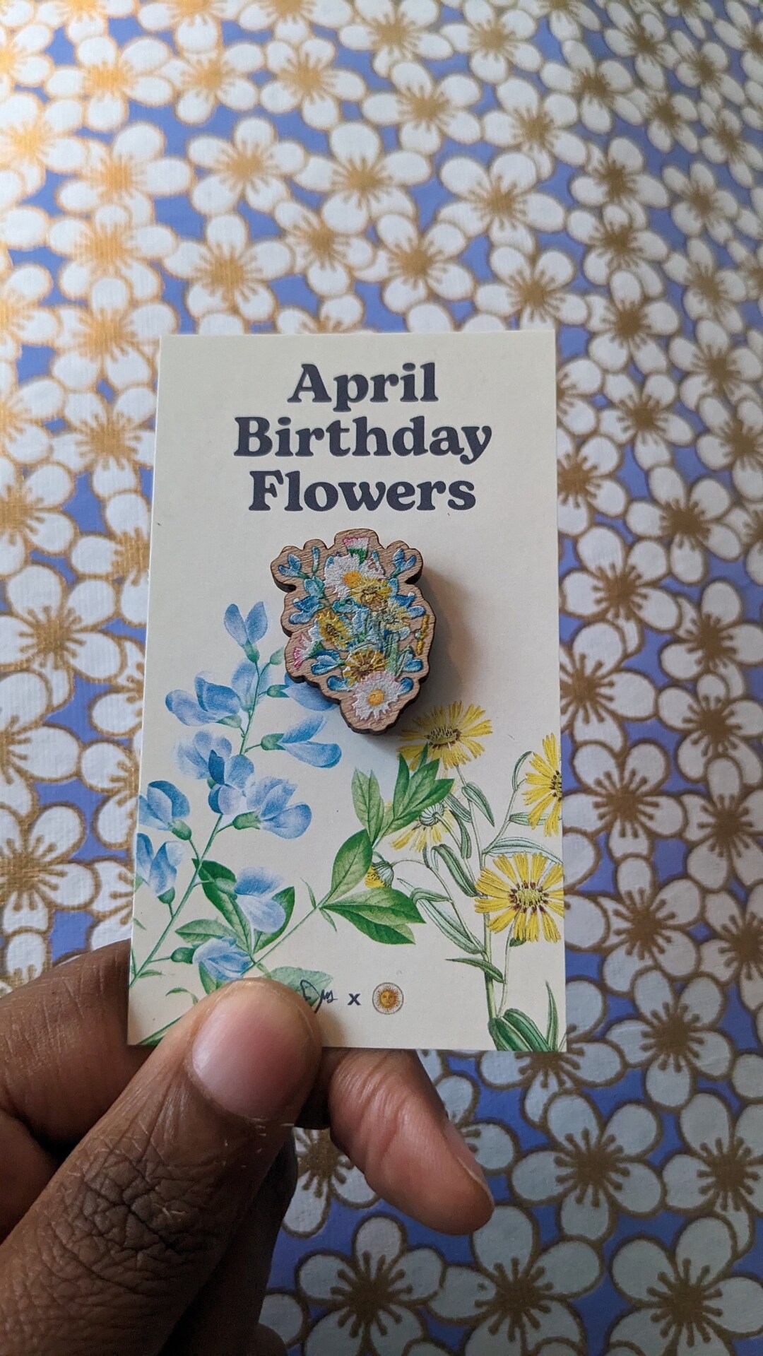 April Birthday Flowers Wooden Pin | Happy Birthday Gift - Etsy