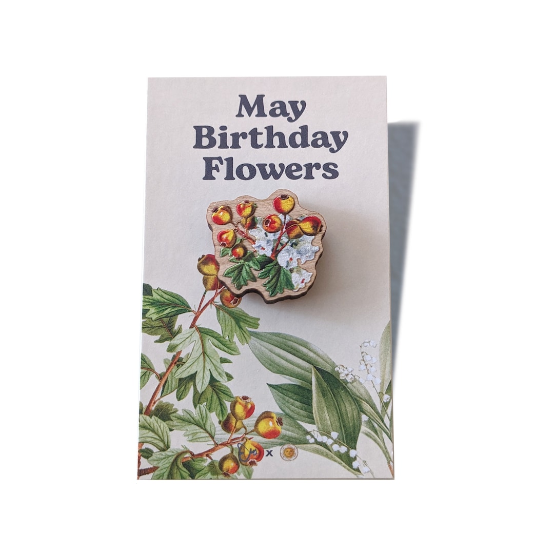 May Birthday Flowers Wooden Pin | Happy Birthday Gift - Etsy