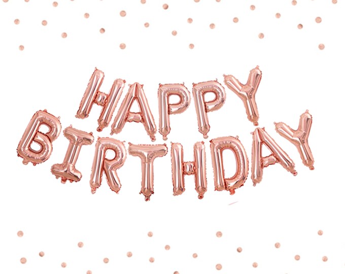 14 Happy Birthday Balloons Rose Gold Foil - Etsy