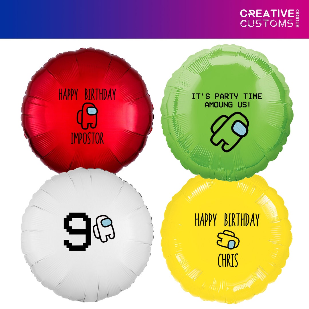 Among Us Theme Happy Birthday Balloons Set of 4 - Etsy