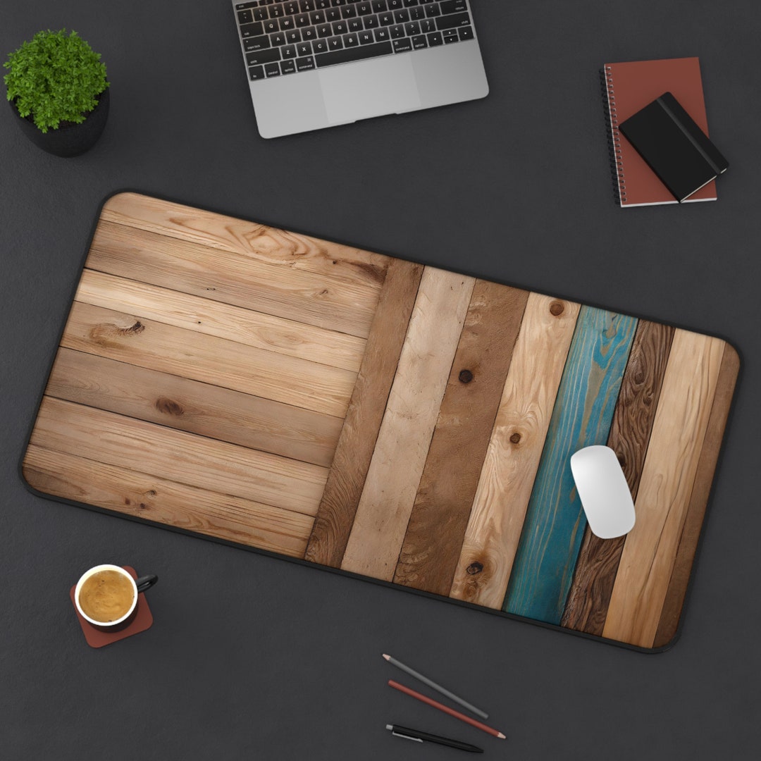 Wood Texture Desk Mat, Home Office Decor, Unique, Gaming Desk Mat, Desk ...
