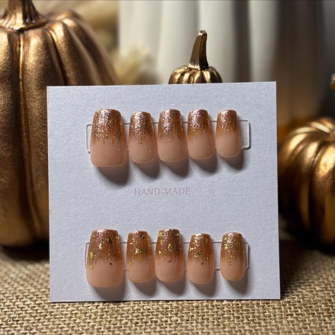 Solar Ember – Press on Nails | Amber & Gold Luxe Nails | Signature or ...