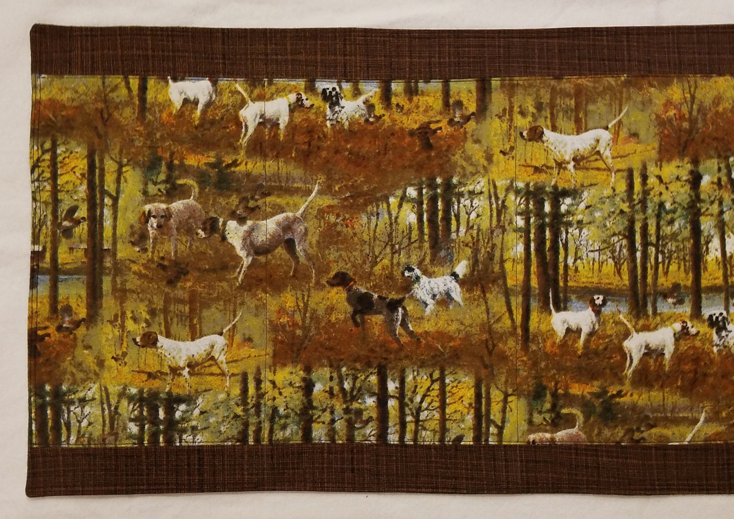 Woodsy Hunting Dog Scene- Unique Table Runner - 2 Variations Available ...