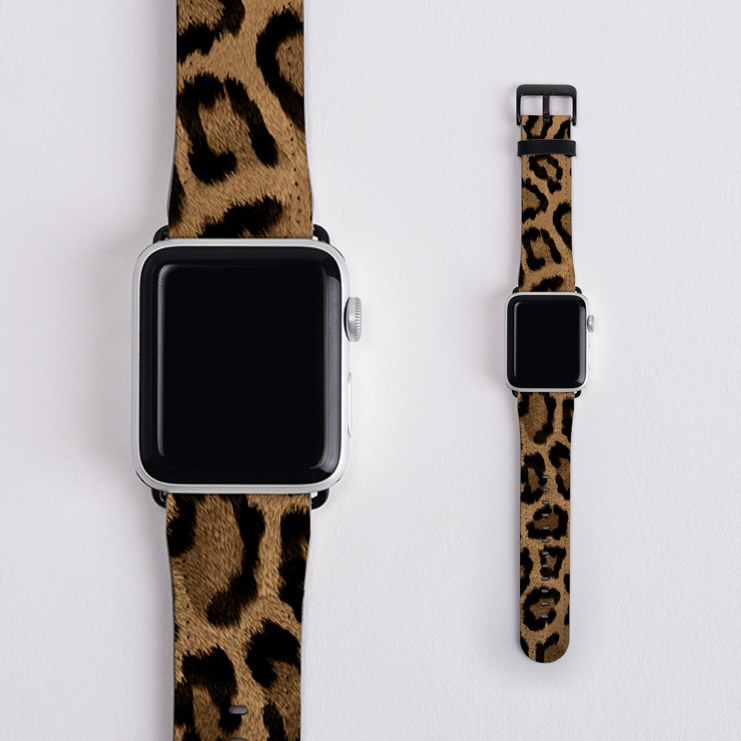 Leopard Print Apple Watch Band: Vegan Leather, Animal Print Strap - Etsy