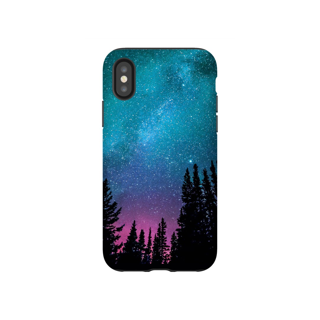 Starry Sky Phone Case: Forest Silhouette, Galaxy Design - Etsy