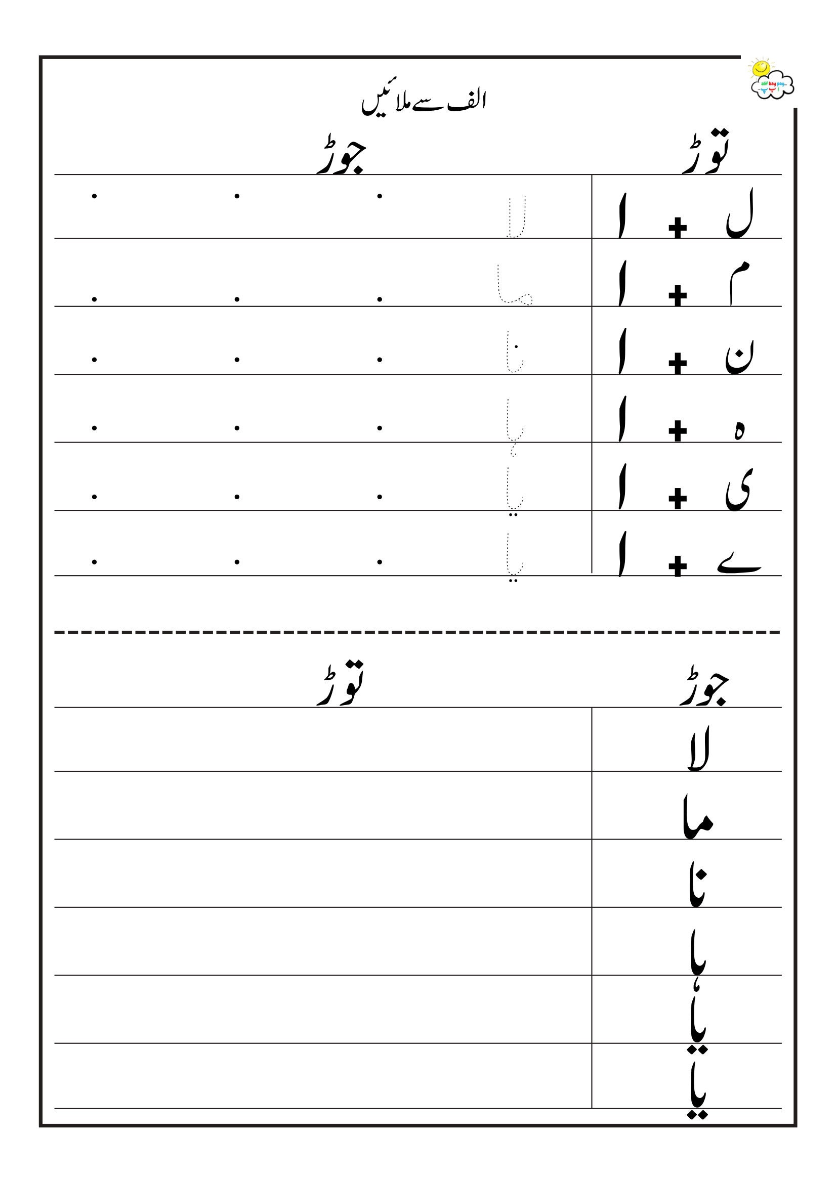 Urdu Haroof Joining With Alif, Wow, Choti and Bari Yay - Etsy