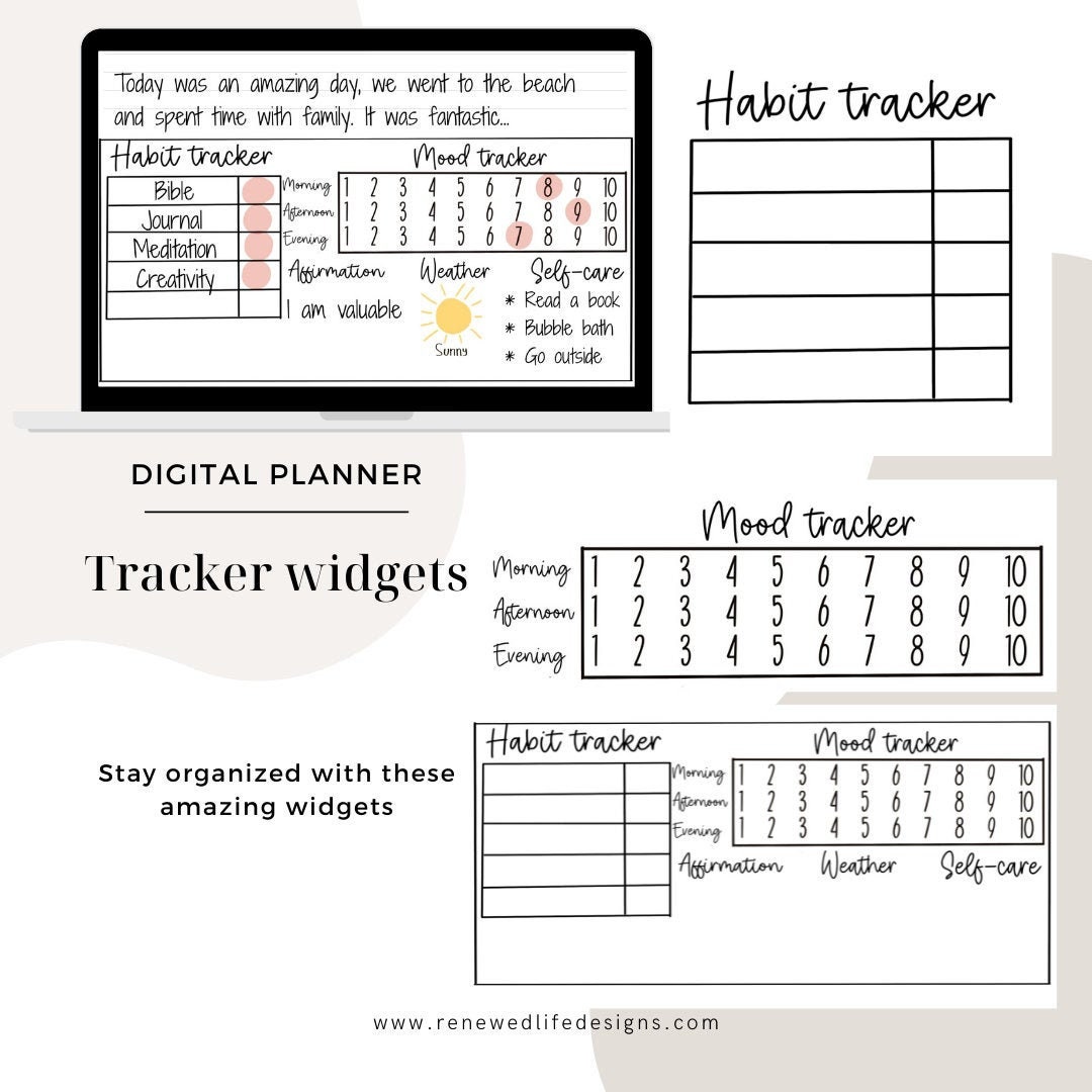 Digital Planner Tracker Widgets / Goodnotes Stickers Mood Tracker ...