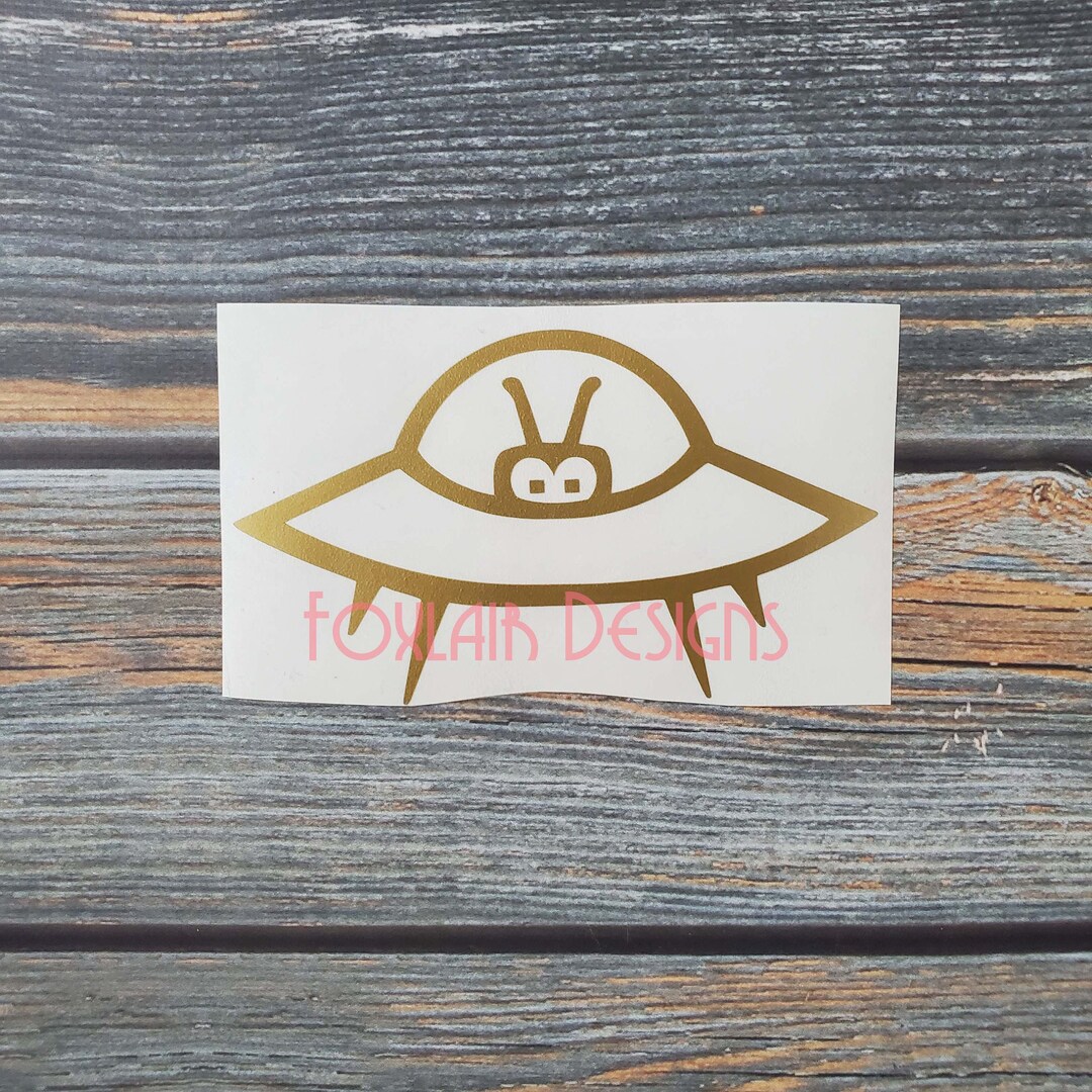 UFO Alien Vinyl Car Decal Bumper Sticker Flying Saucer Unidentified ...