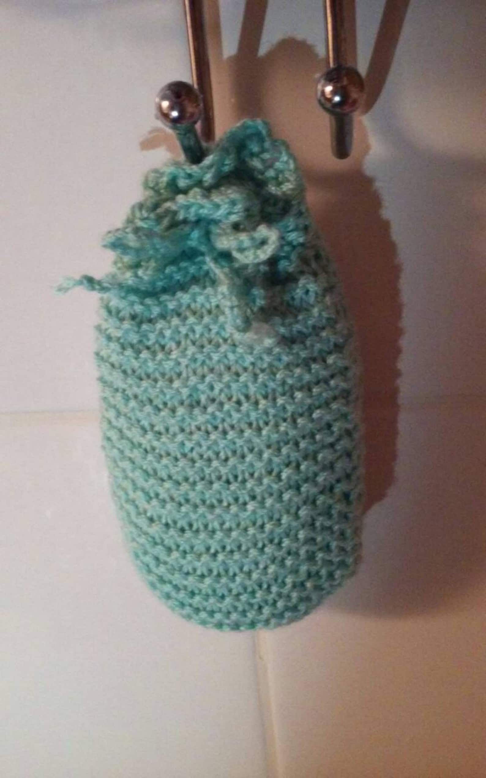 Knitted Soap Pouch. Knitted Soap Bag With Drawstring. Knitted - Etsy