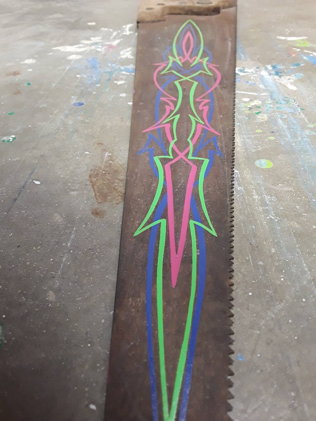 Pinstriped Vintage Saw Hand Painted Double Sided - Etsy