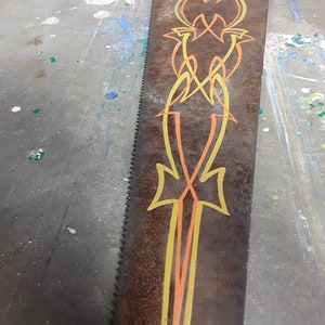Pinstriped Vintage Saw Hand Painted Double Sided - Etsy