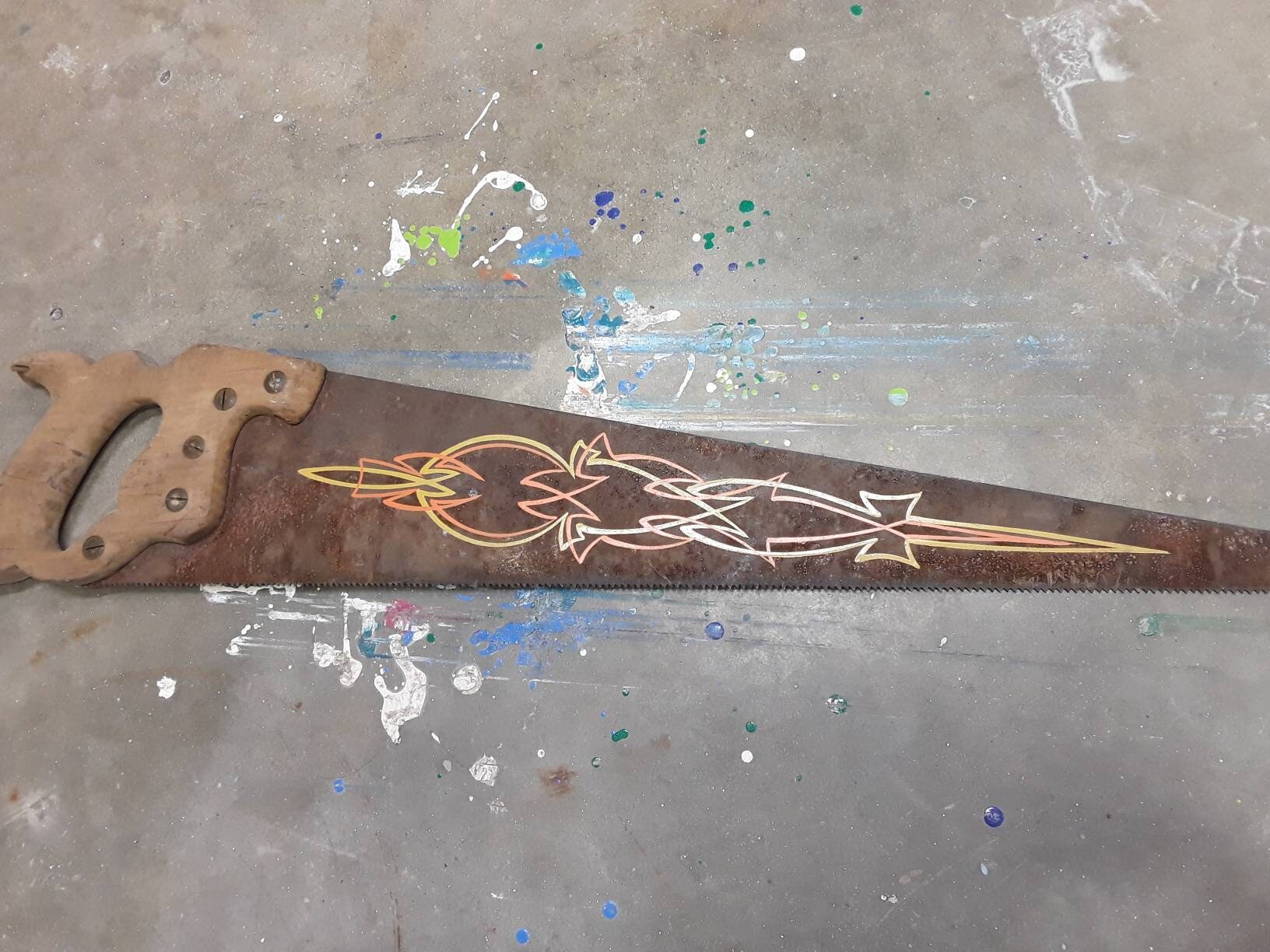 Pinstriped Vintage Saw Hand Painted Double Sided - Etsy