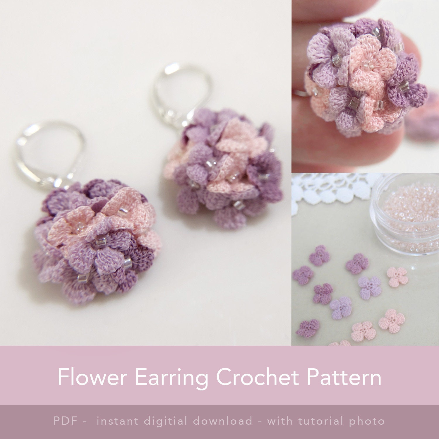 Flower Crochet Earrings PDF Pattern Crochet Pattern Digital - Etsy