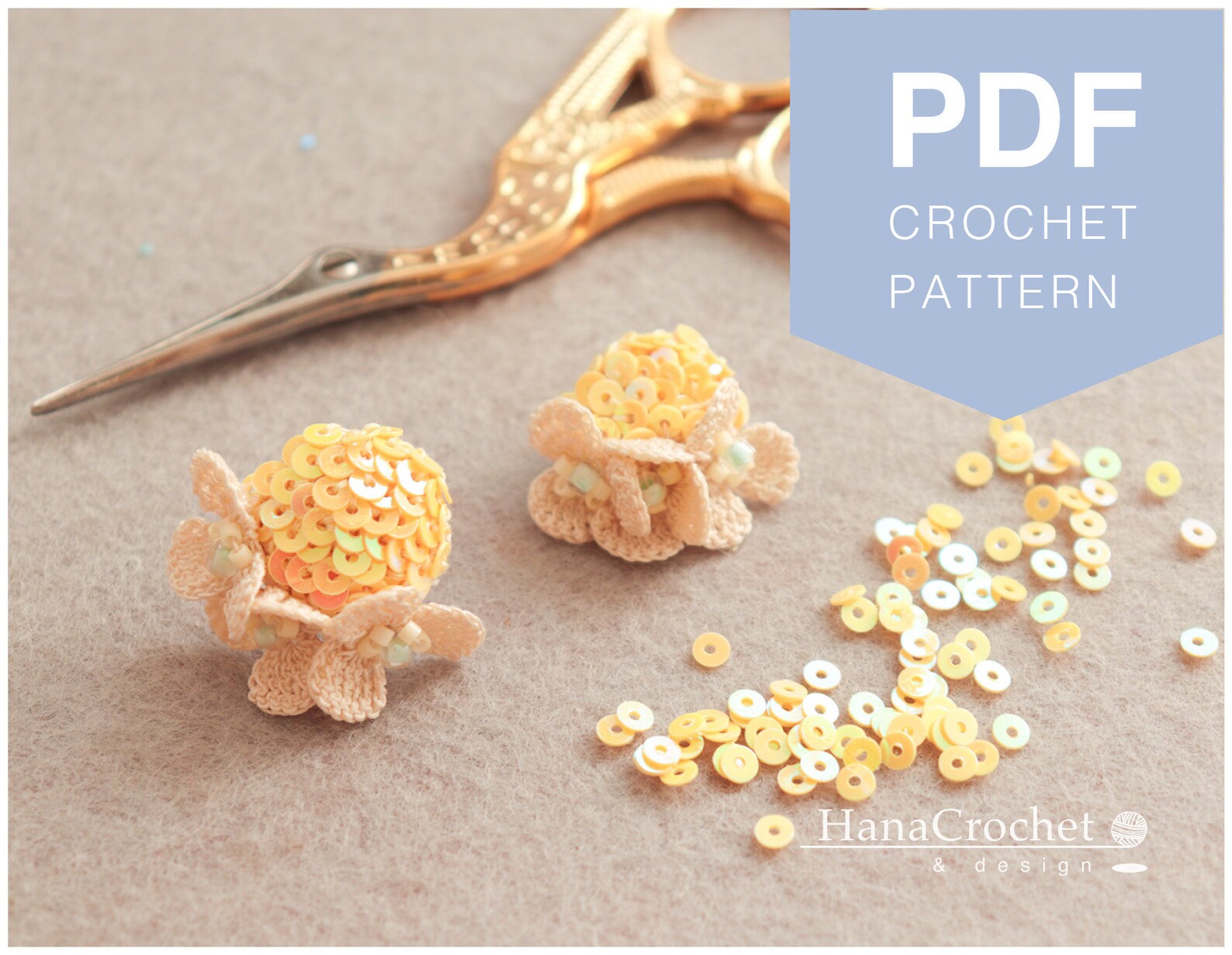 Miniature Crochet Flower Sequin Earrings Pattern (PDF) - Etsy