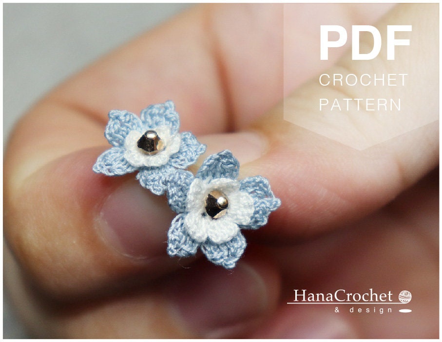 Forget Me Not Flower Crochet Pattern and Tutorial - DIY Wedding Jewelry ...