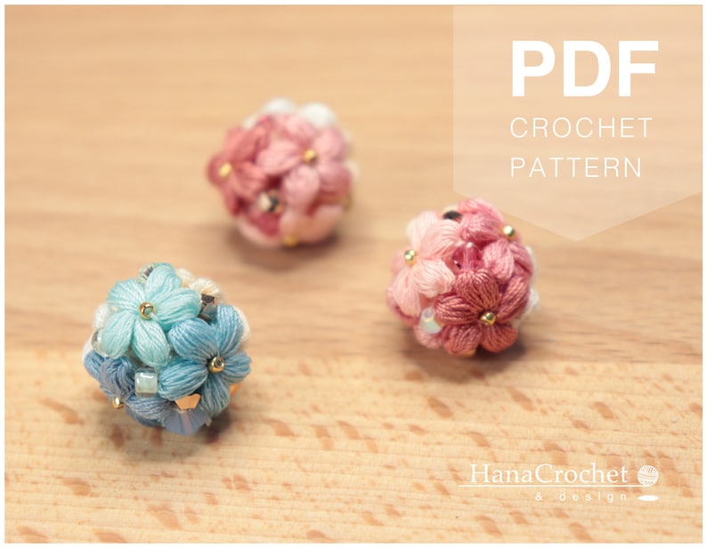 Crochet Puff Flower Ball Pendant PDF Crochet Pattern Puff | Etsy
