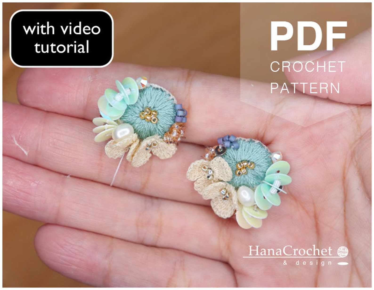 Crochet Flower Earrings PDF Tutorial - DIY Embroidery Pattern (video ...