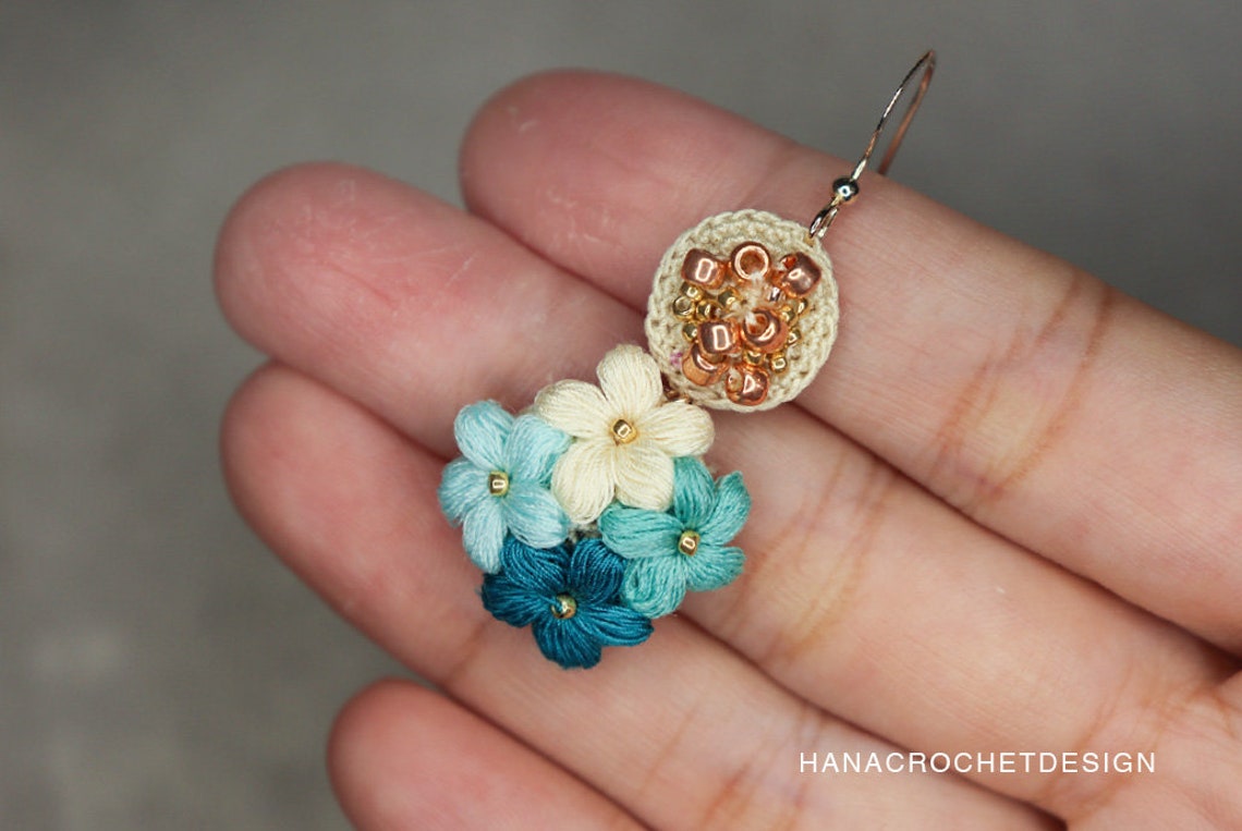 Micro Crochet Puff Flower Pattern Crochet Jewelry Making - Etsy