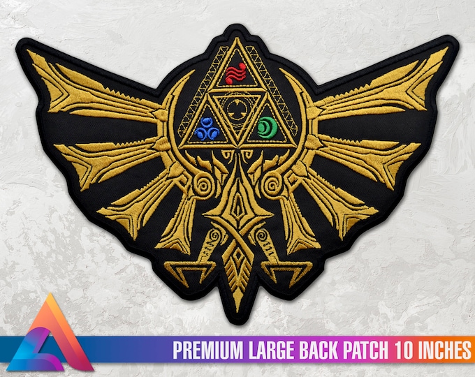 Zelda Hyrule Wingcrest 10 Inches Iron-on Embroidered Patch, Triforce ...