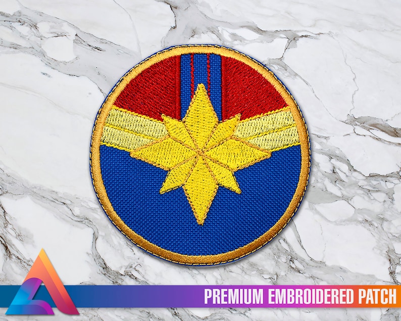 Captain Marvel Movie Avengers Logo Chest Iron-on Embroidered Patch ...