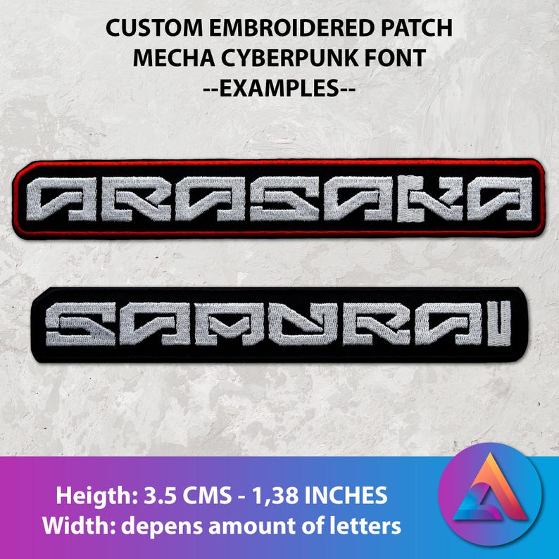 Custom Embroidered Cyberpunk Mecha Name BIG Patch - Futuristic Font ...