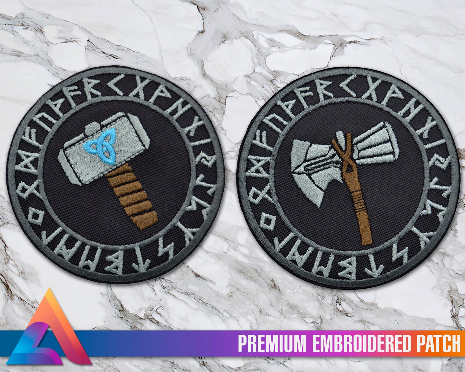 Nordic Mighty Thor's Mjolnir and Stormbreaker Runes - Etsy