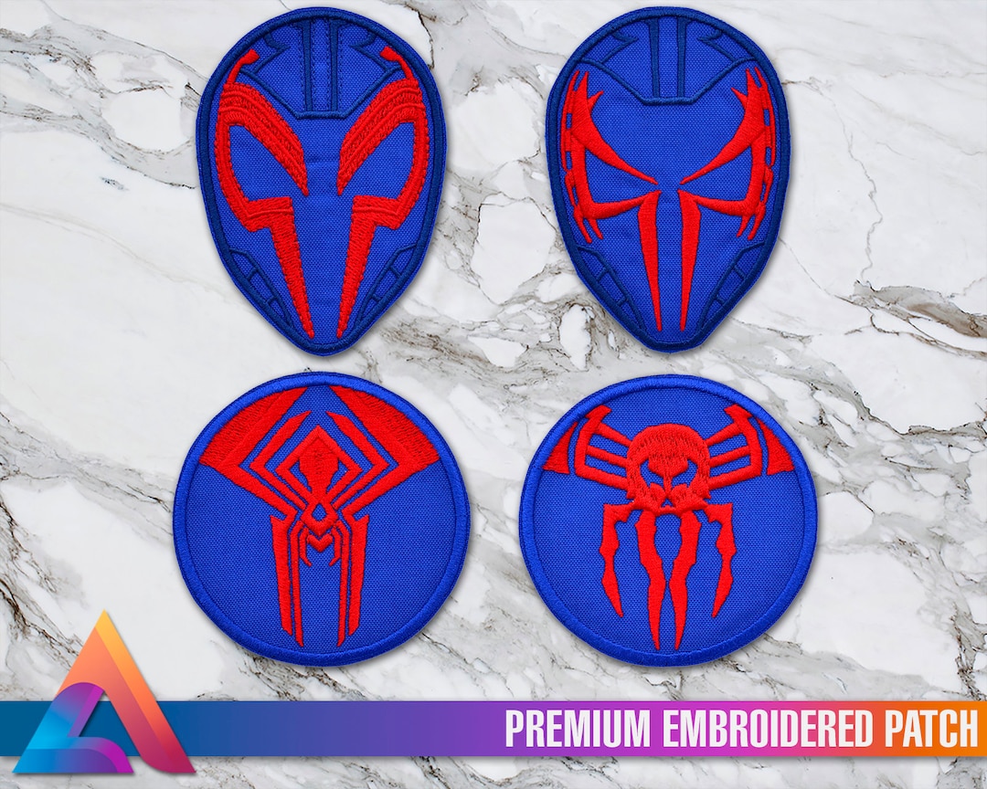 Spider-man 2099 Head Mask - Chest Logo Iron-on Embroidered Patch - Etsy