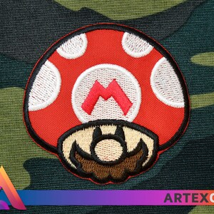 Super Mario Bros Red Mushroom Iron-on Embroidered Patch, Custom ...