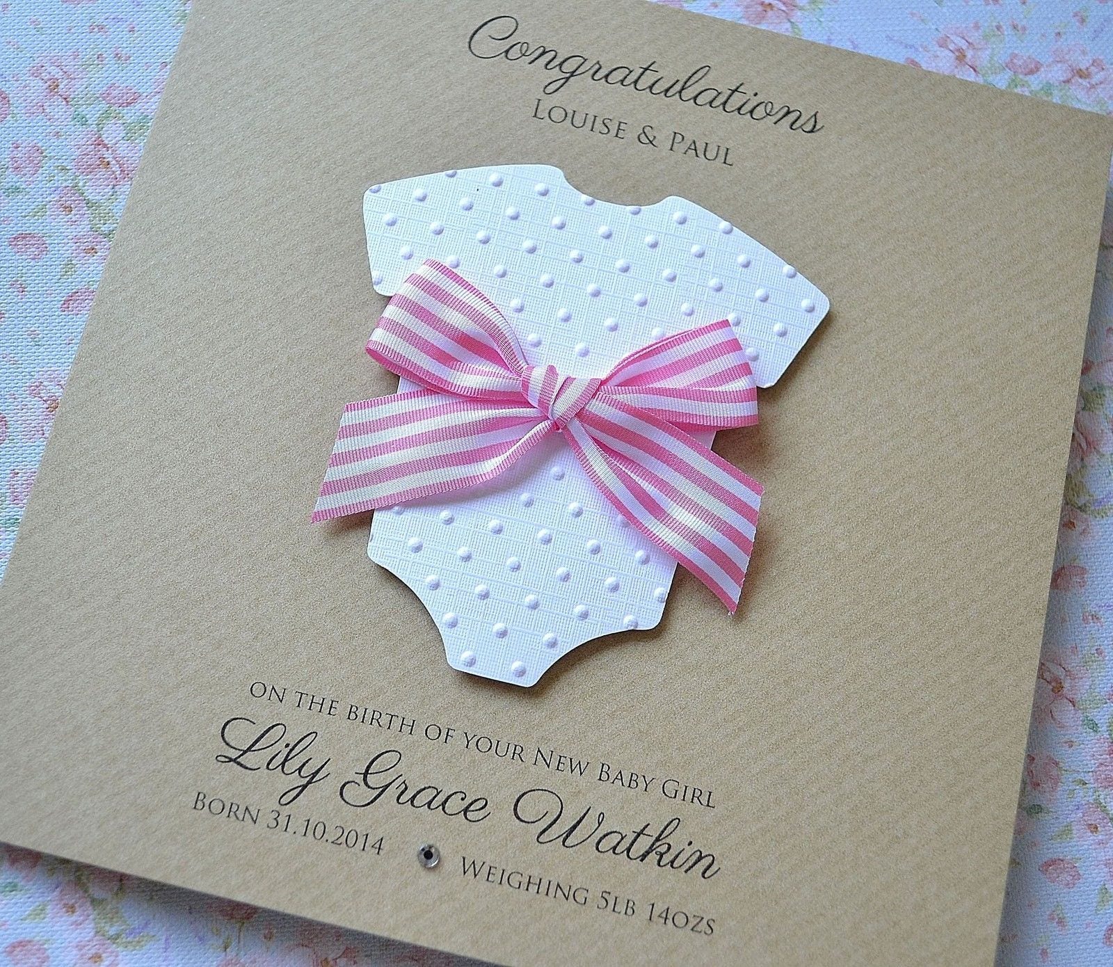 Personalised New Baby Girl Card Baby Grow - Etsy UK