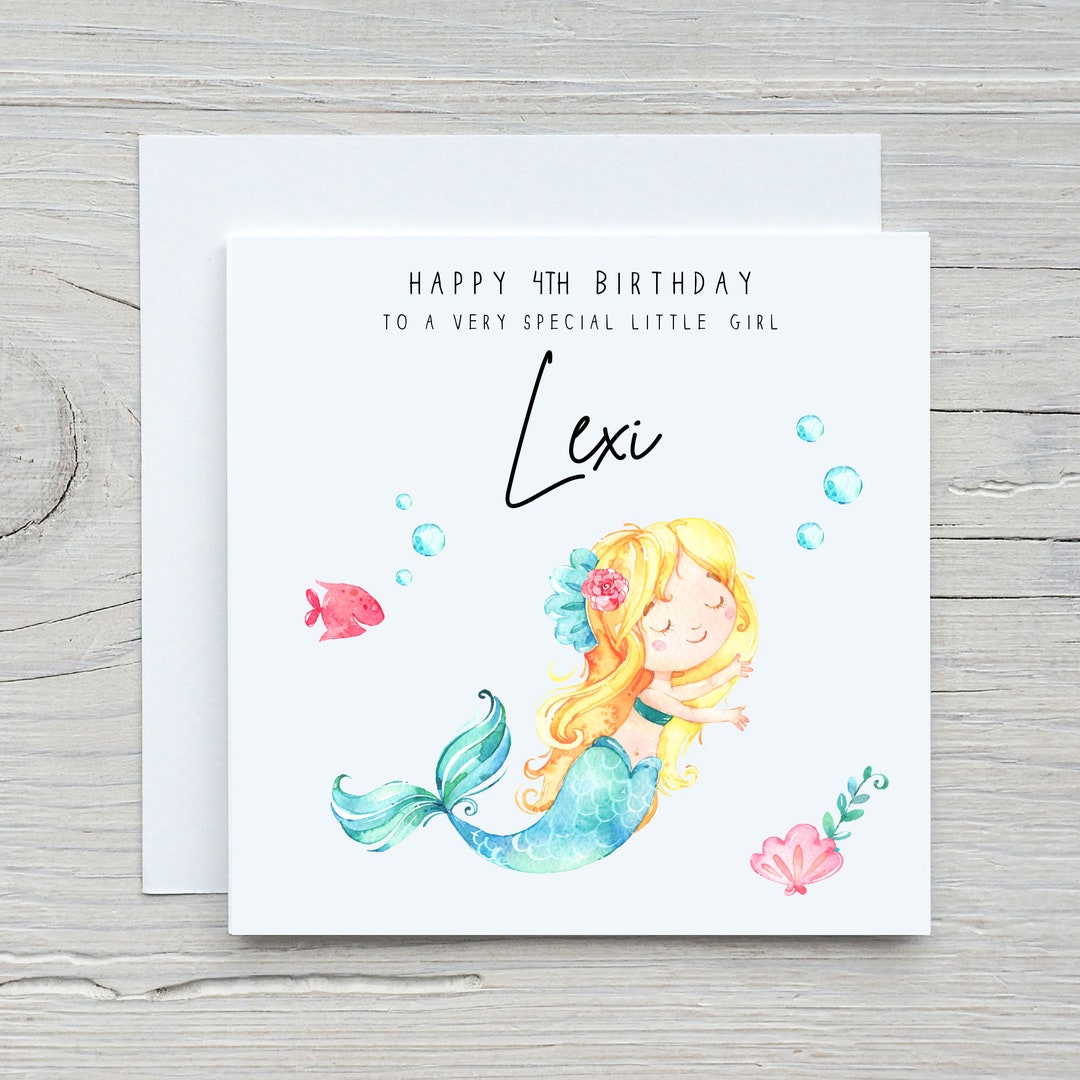 Mermaid Birthday Card Any Age Personalised, 1st, 2nd, 3rd, 4th, 5th ...