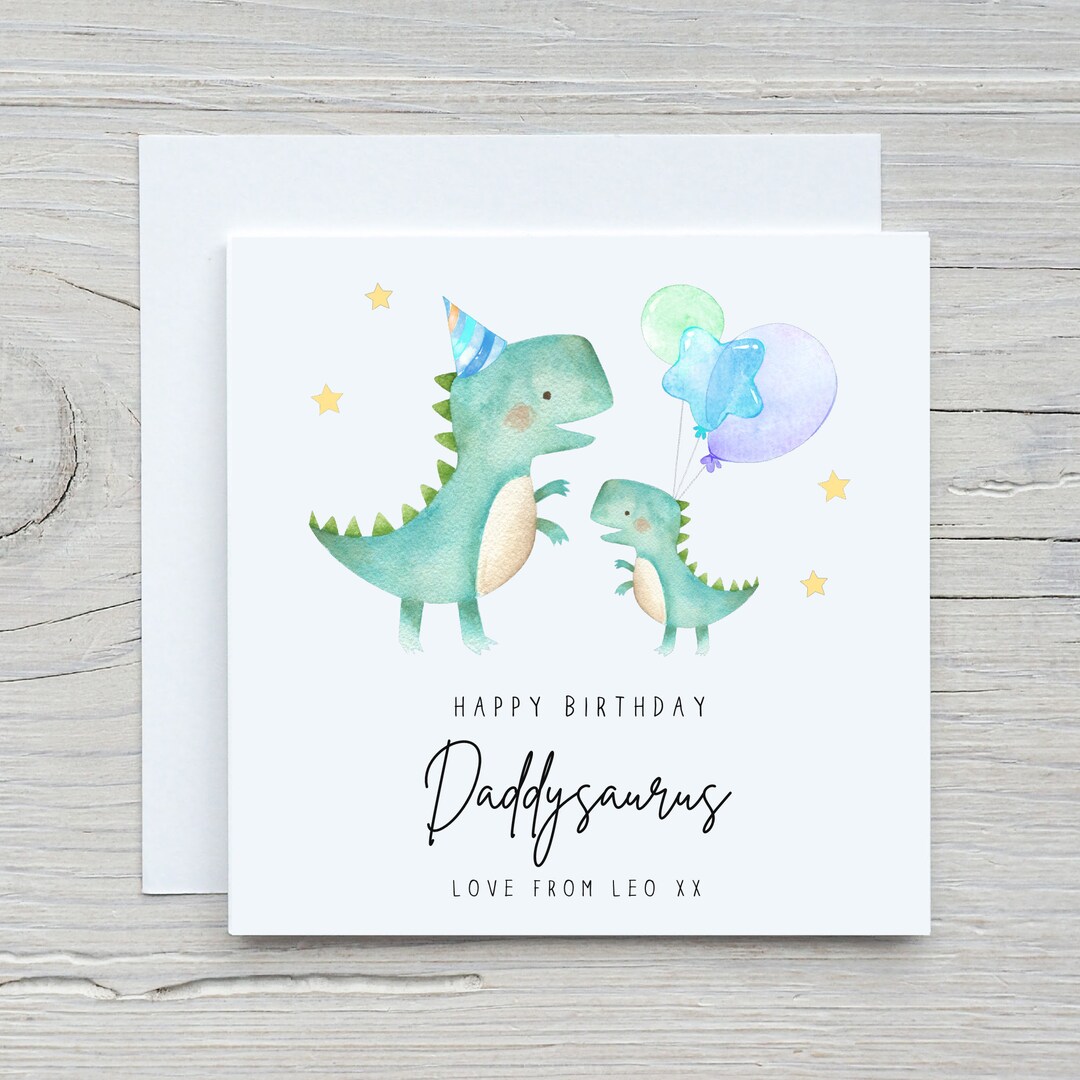 Daddy Dad Grandad Birthday Card Personalised Dinosaur T-rex Daddysaurus ...