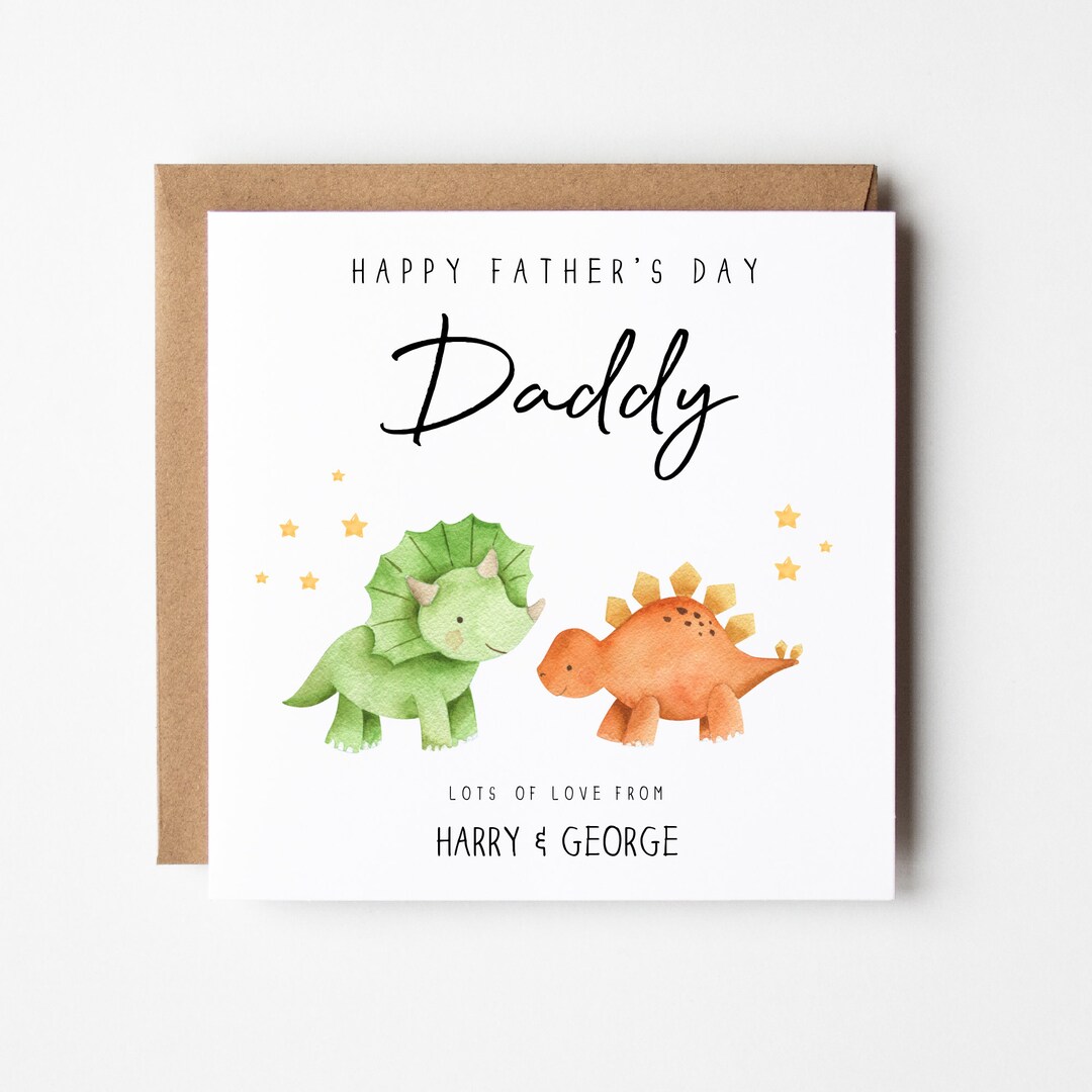 Personalised Fathers Day Card for Dad | Daddy From the Kids | Dinosaur ...