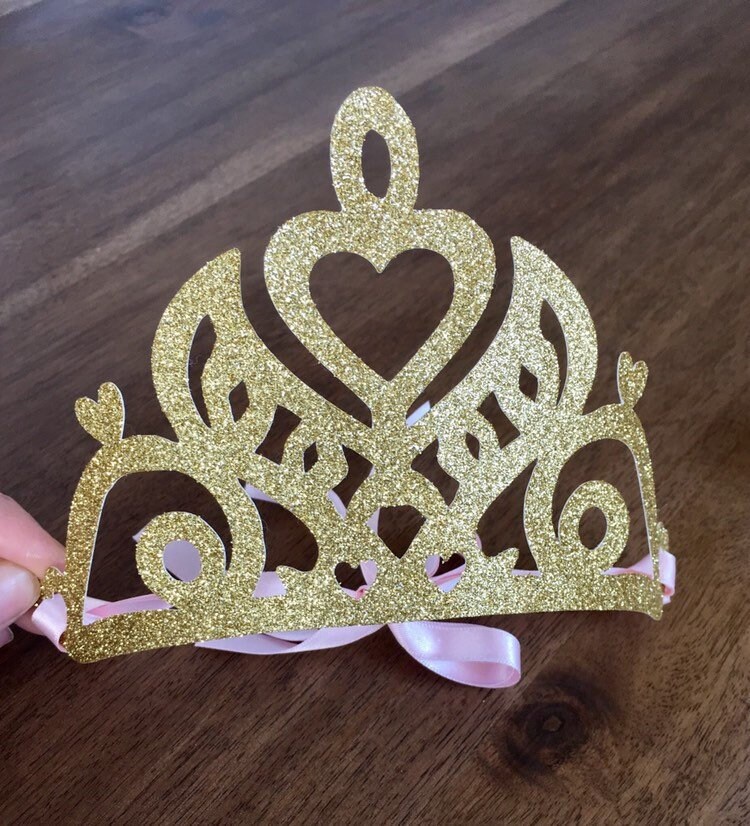 10 Gold glitter princess party crowns Birthday party favour | Etsy