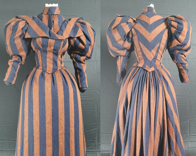 MUSEUM QUALITY Victorian Antique 1890s Balloon Sleeve Striped - Etsy