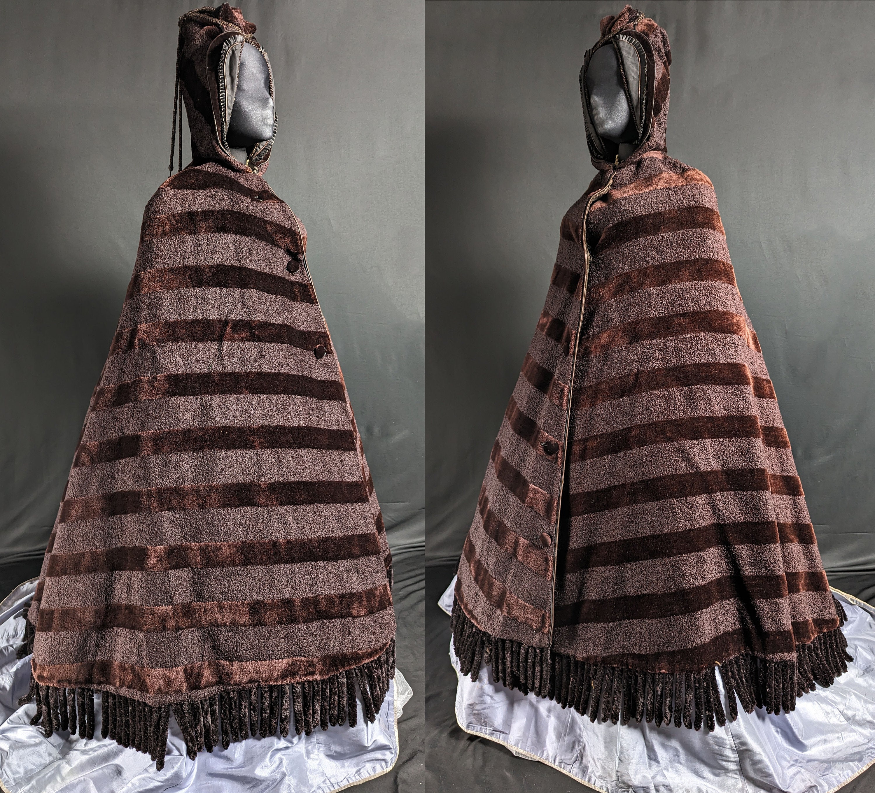 RARE Victorian Antique Fashion 1850s / 1860s Crinoline Era Hooded ...