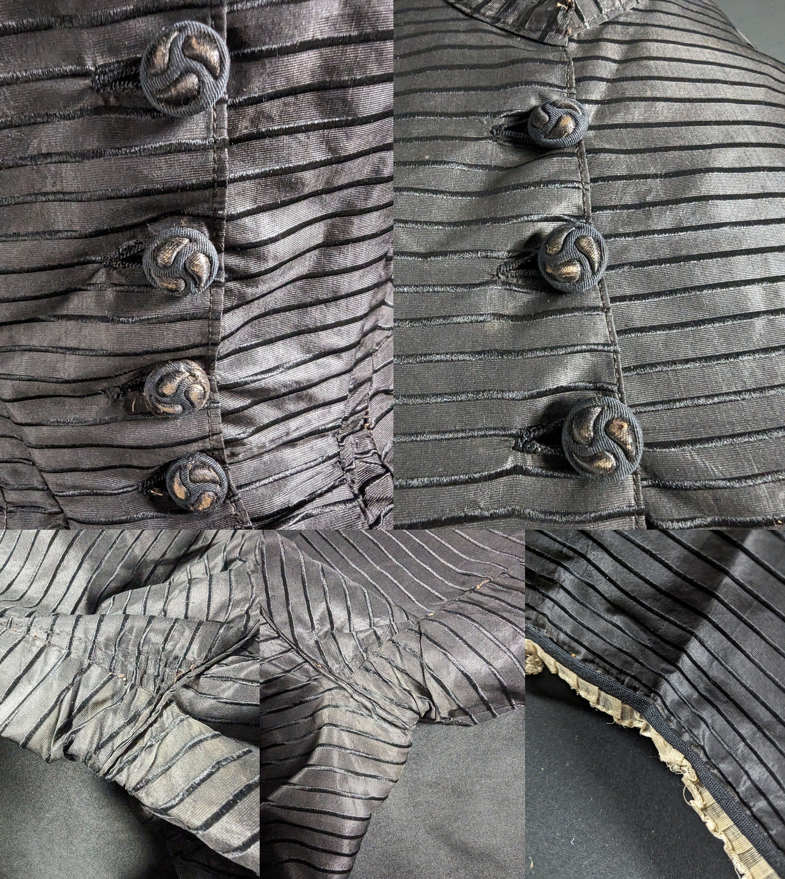 Stunning Victorian Antique Fashion 1870s Striped Silk Scalloped ...