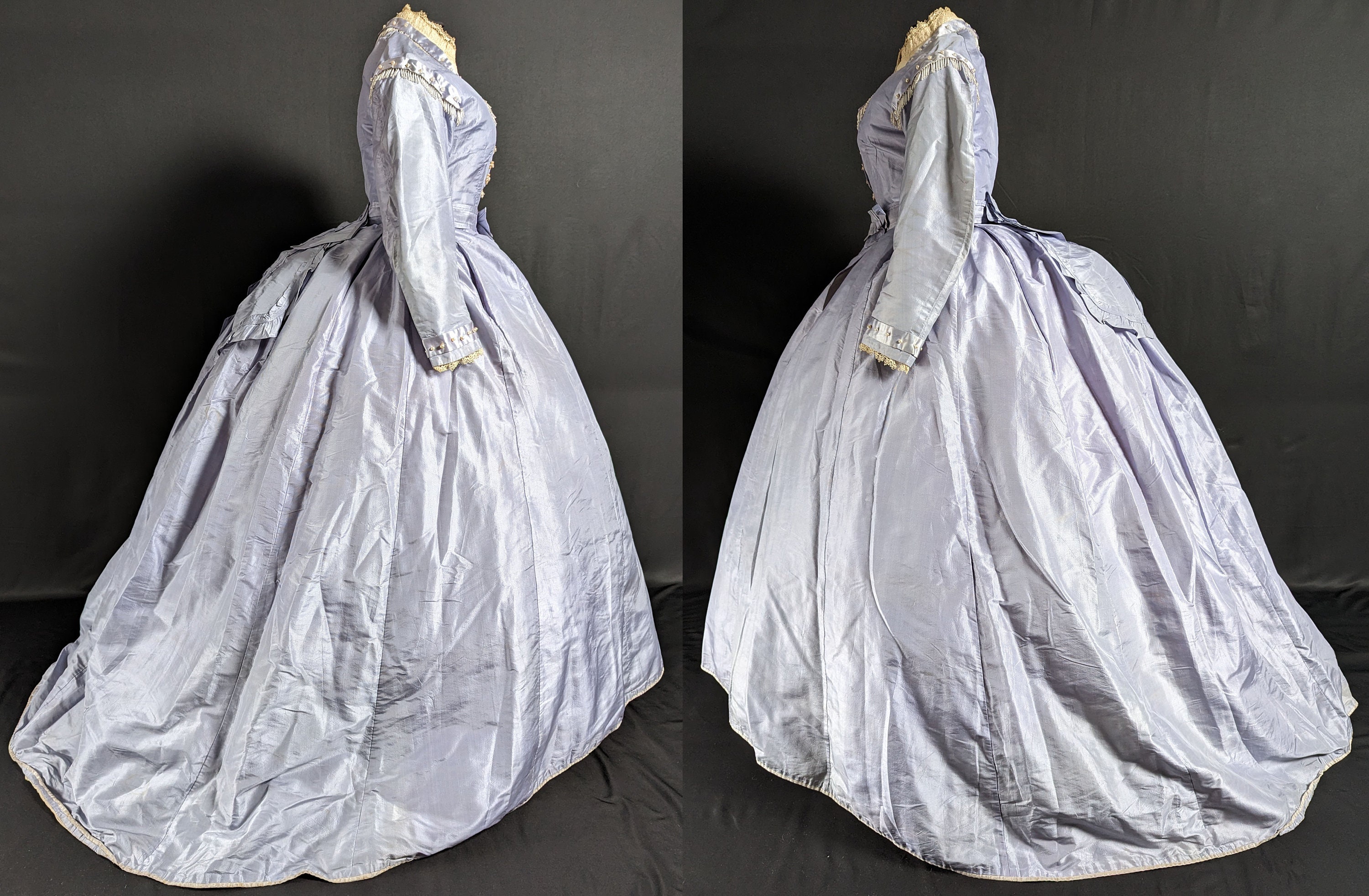 Stunning Victorian Antique Fashion 1860s Four Piece Lilac Silk ...