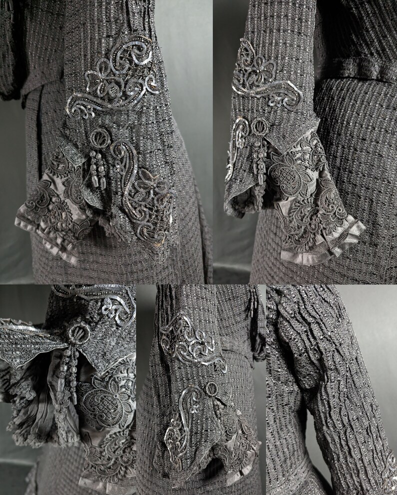 Gothic Edwardian Antique Fashion Early 1900s Sequined Silk Mourning ...