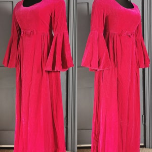 Vibrant Vintage 1960s Medieval Style Pink Velvet Evening Dress - Clive ...