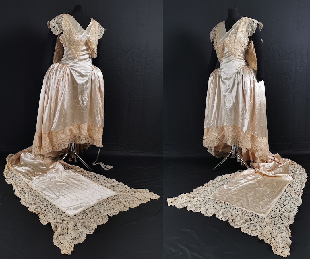 Spectacular Antique 1920s Robe De Style Flapper Wedding Dress - Mixed ...
