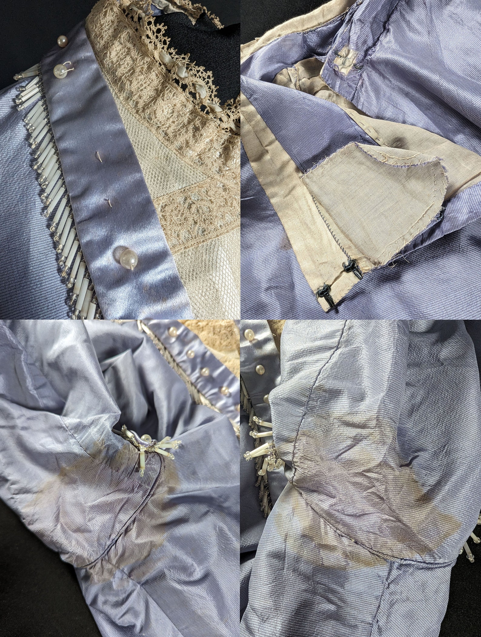 Stunning Victorian Antique Fashion 1860s Four Piece Lilac Silk ...