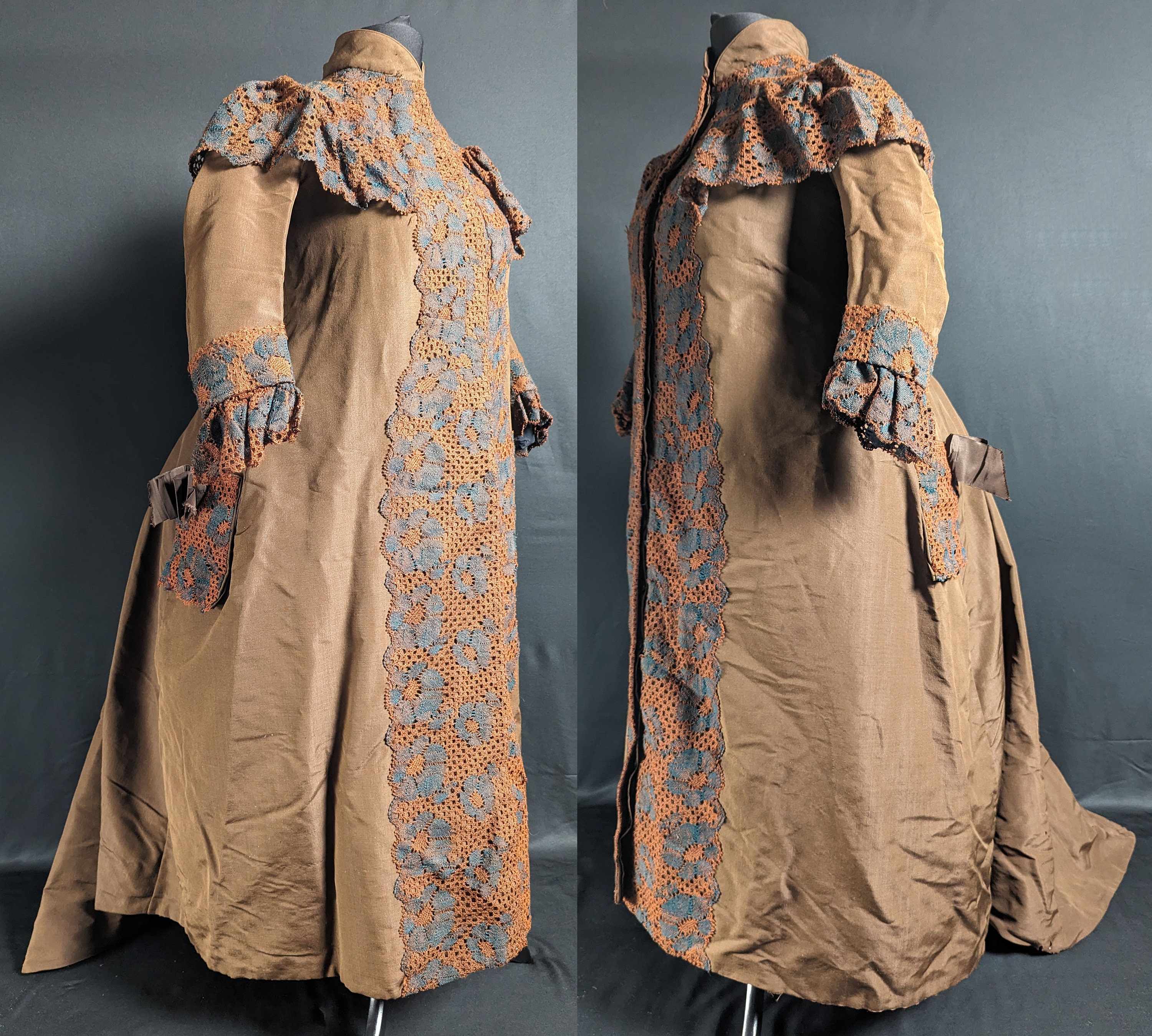 RARE Victorian Antique Fashion 1870s / 1880s Larger Size Silk Bustle ...