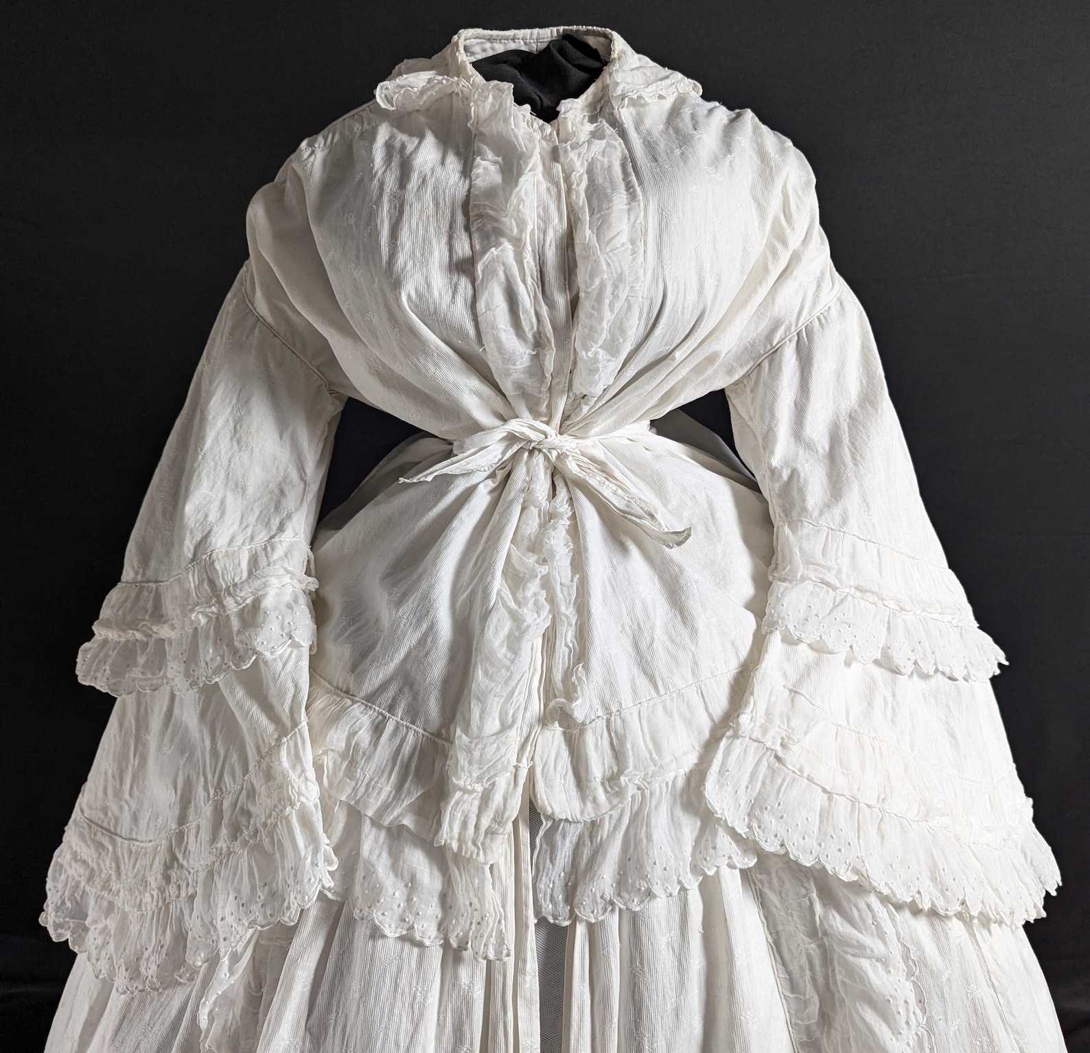 RARE Victorian Antique 1850s Crinoline Era Morning Robe / Dressing Gown ...